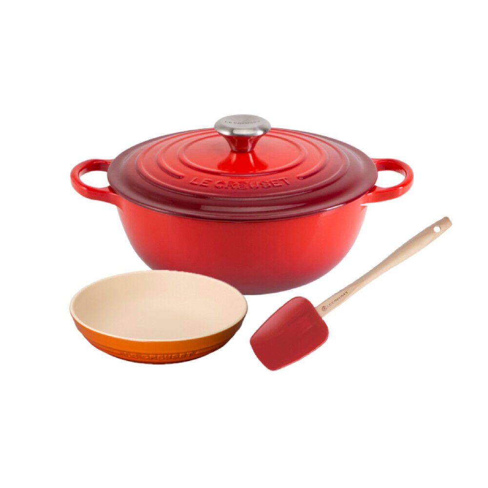 Marmite 24cm + Deep Round Dish 20cm + Bijou Large Spatula Spoon Special Set